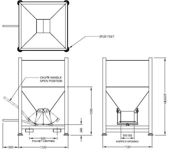 Hopper Bin 0.5m2 : 0.5m2 Hopper Bin : Hopper 0.5m2 Bin : Heavy Duty ...