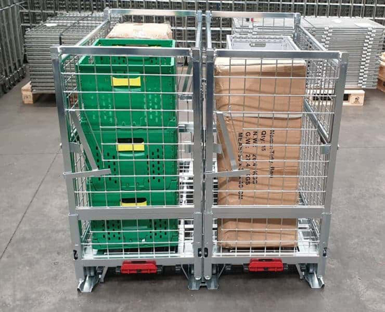 Half High Sided Pallet Cage Still with Castor Wheels | Brick Cages ...