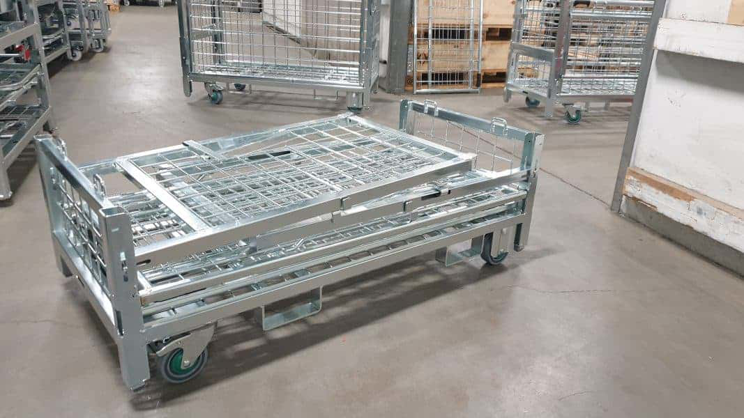 Half High Sided Pallet Cage Still with Castor Wheels | Brick Cages ...
